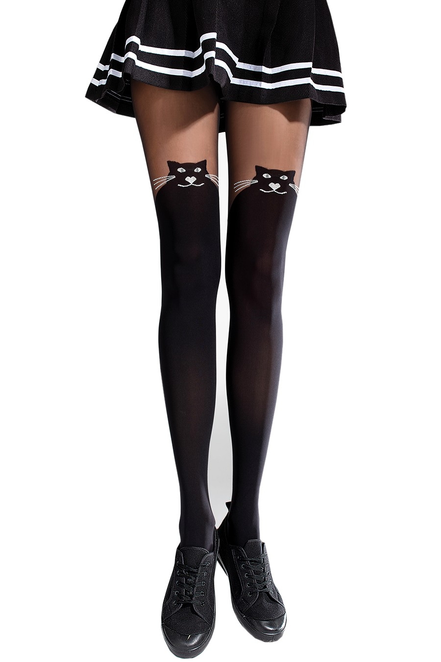 Collant Fantaisie Noir avec Motif Chat en trompe l'oeil - Knittex ...