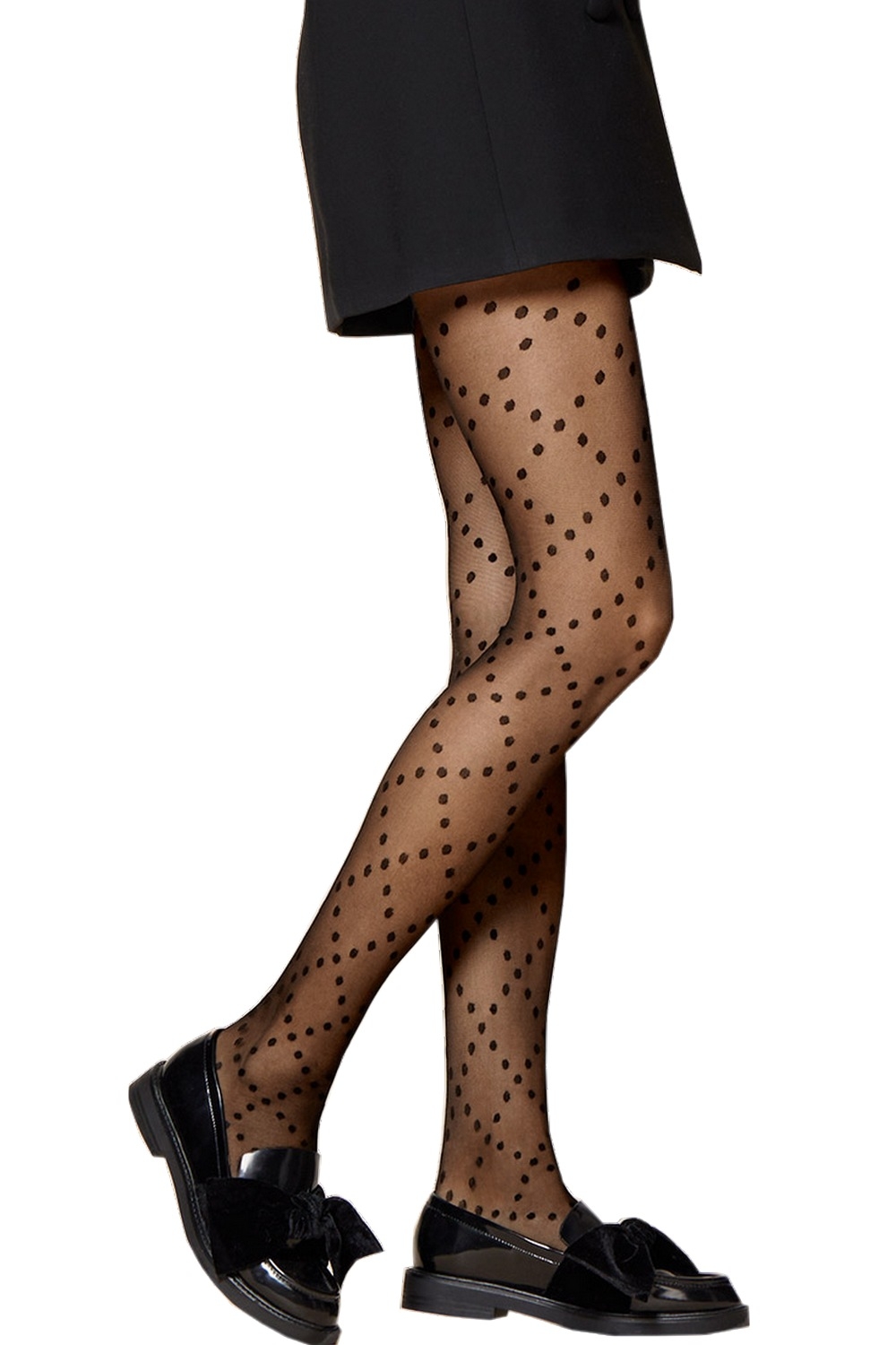 Collant fantaisie pour femme noir à motifs pois - Weave Fiore | Jambissima