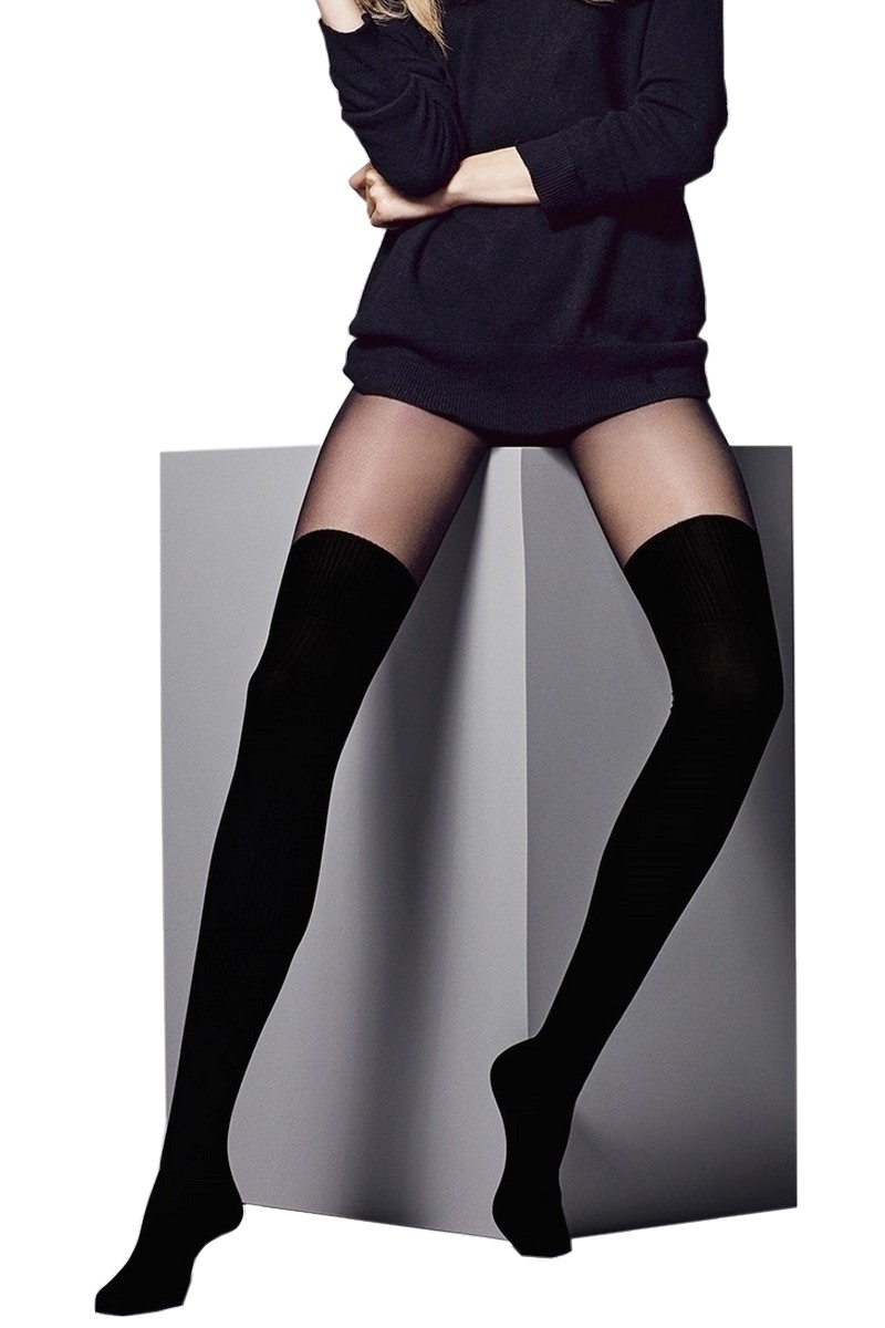 Collant Noir Fantaisie effet Bas Opaque - Veneziana - Chloe | Jambissima