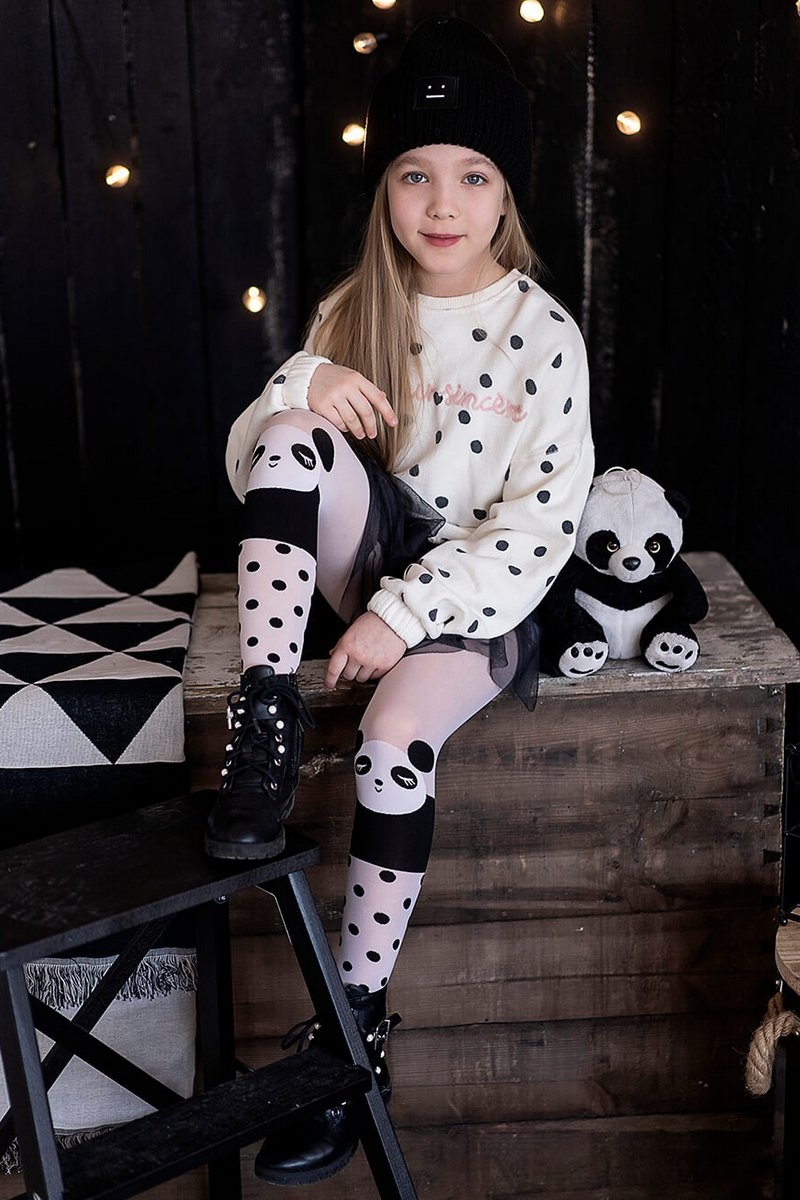 Collant Fille Fantaisie Microfibre impression Panda - Knittex | Jambissima