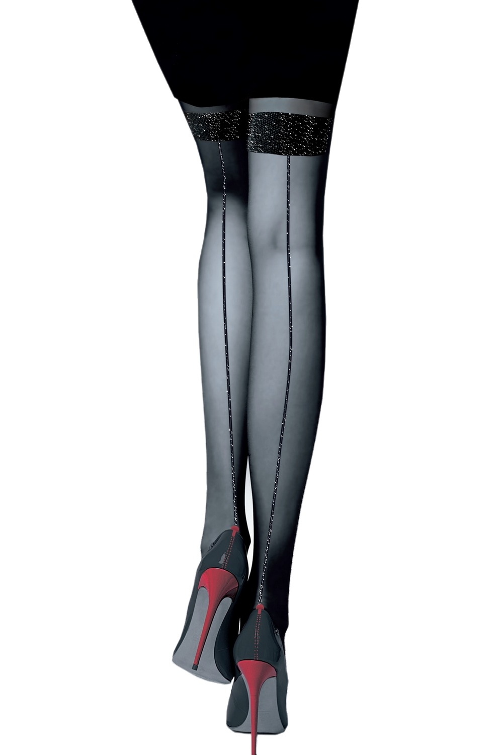 Collant de Soirée Noir Couture Brillante - Knittex Moonlight | Jambissima